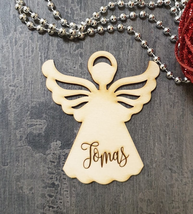 CHRISTMAS ANGEL With Engraving Custom Christmas Baubles Personalized ...
