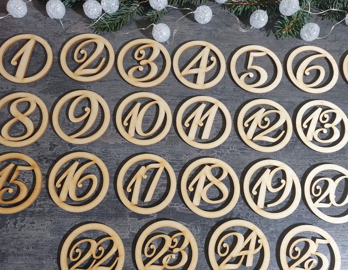 Advent Calendar Wooden Number Tags Advent Wood Tags Natural - Etsy