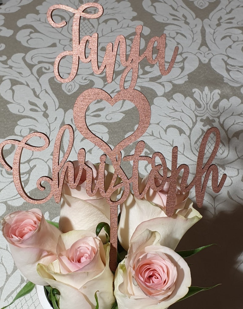 Rose Gold wedding cake topper names cake topper wedding signs | Etsy