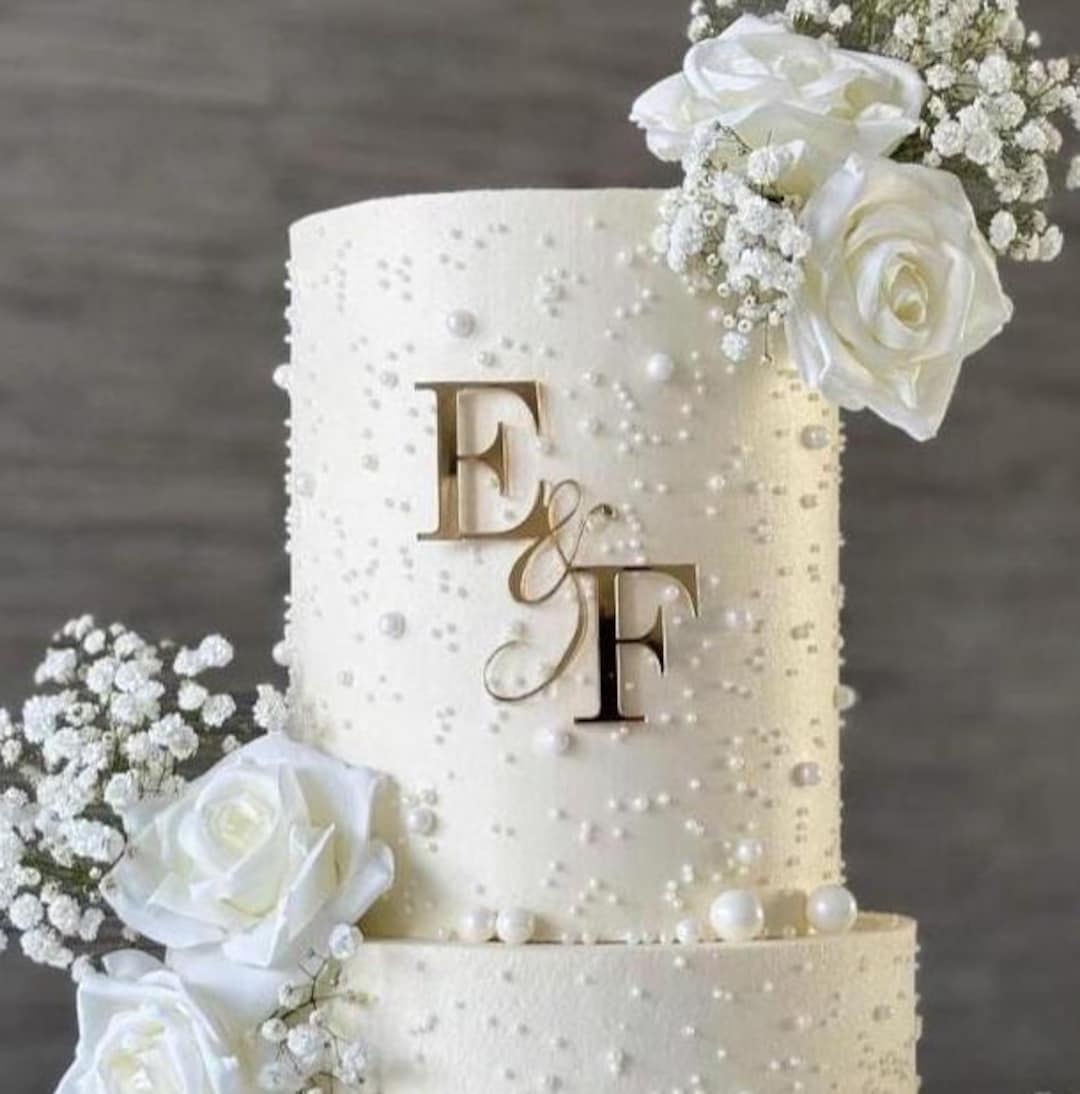 Monogram Cake Topper Acrylic Letter Cake Charm Flat Lay Cake Topper ...