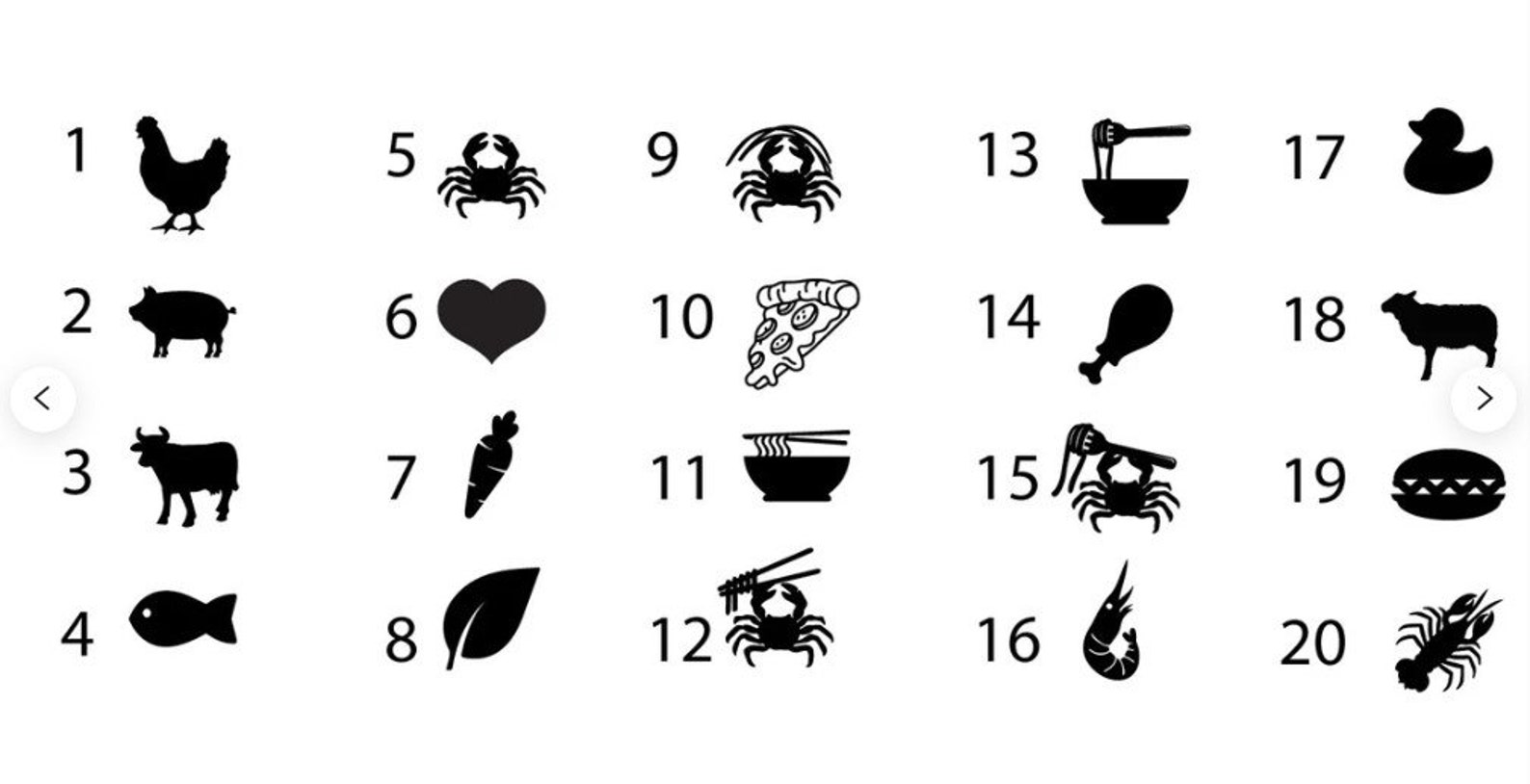 Meal Indicator for Wedding Place Cards With Meal Choice Marks Meal ...