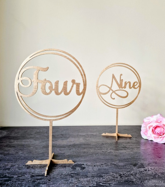 FREE STANDING NUMBERS Wood Table Numbers Wedding Round Table | Etsy