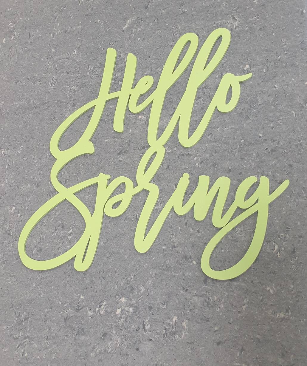 Hello Spring Script Word Cutout Wood Lettering Spring Wreath Supplies ...