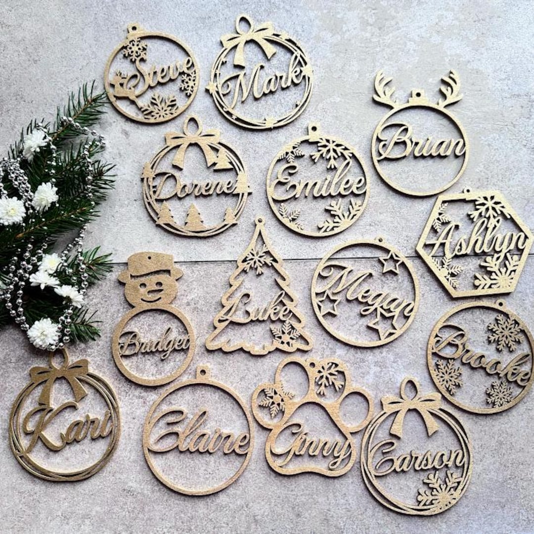 Christmas Ornaments Personalized Bauble Laser Cut Names Custom ...
