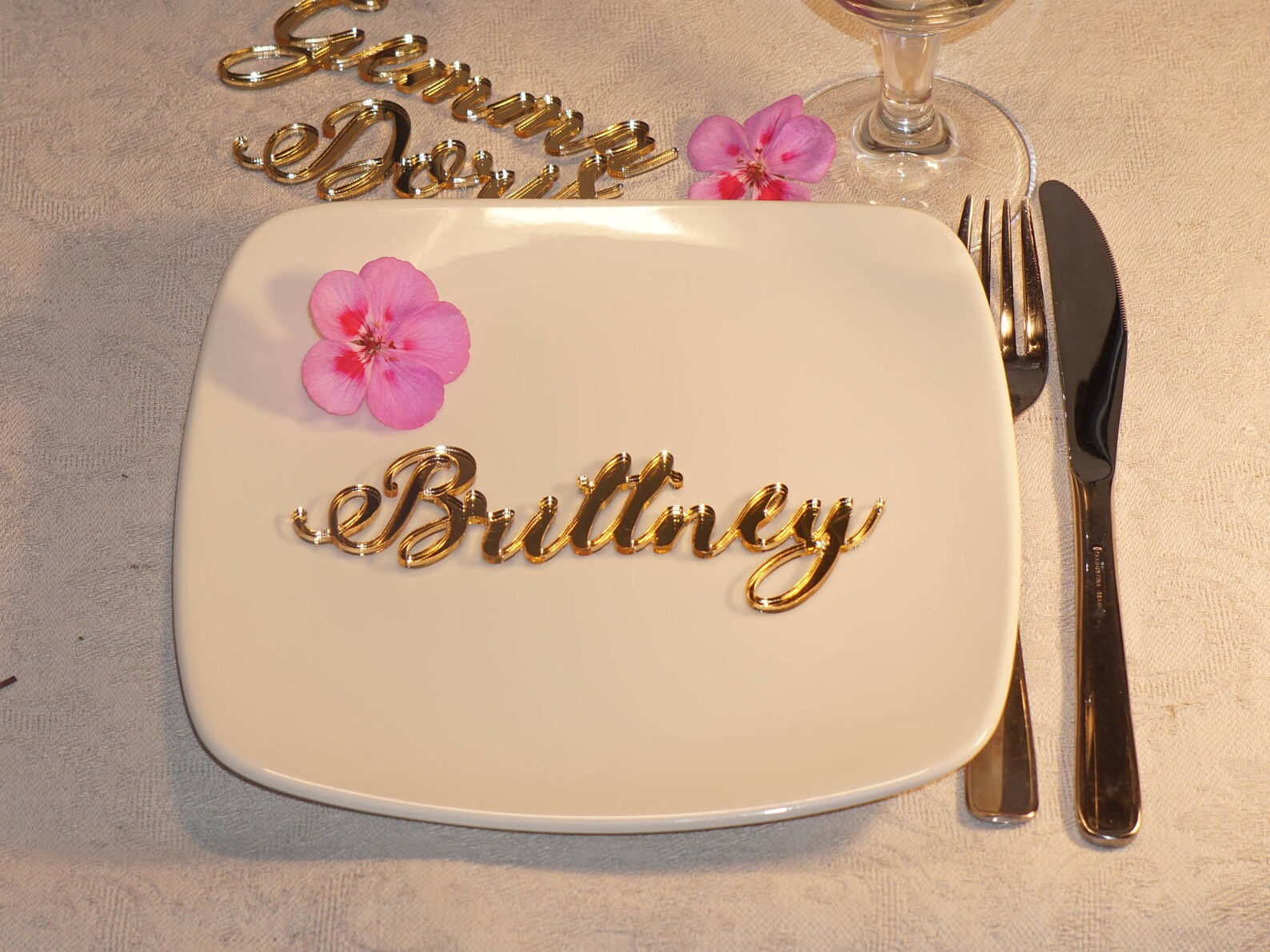 Romantic Wedding Place Cards Gold Acrylic Name Cards Gold - Etsy