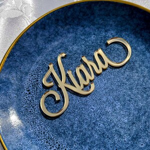 Gold Painted Wood Wedding Place Cards Laser Cut Names Wedding Place ...