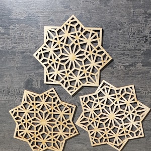 Arabic Pattern Coasters Wood Coasters Ramadan Decorations Islamic Home ...