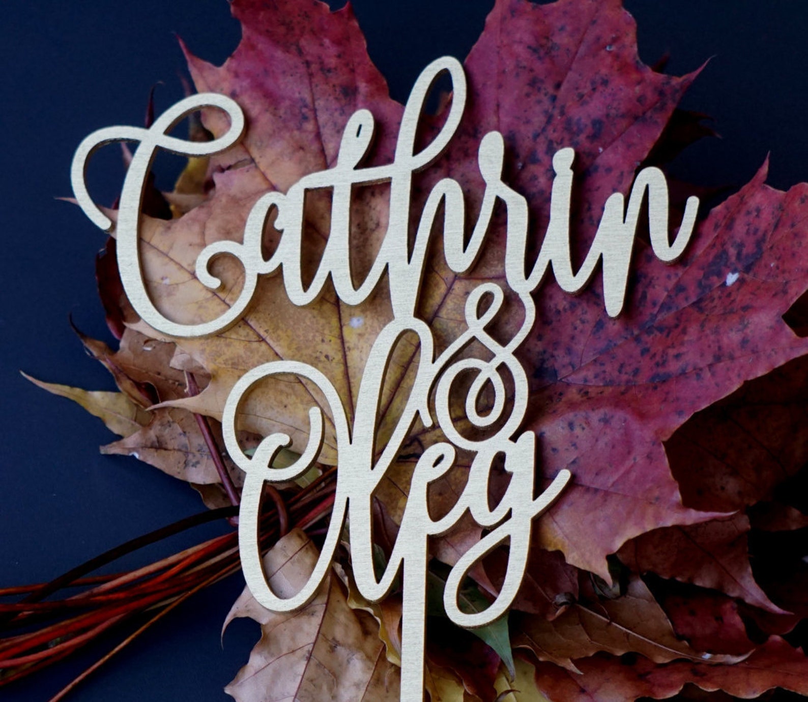 Golden Painted Cake Topper Laser Cut Wedding Signs Custom Cake | Etsy