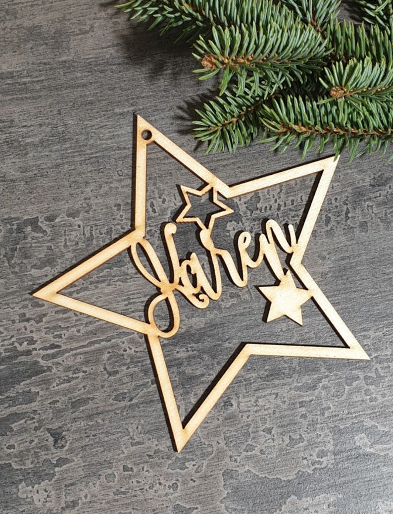 Custom Christmas Star Personalized STAR CHRISTMAS Pendants in Wood ...