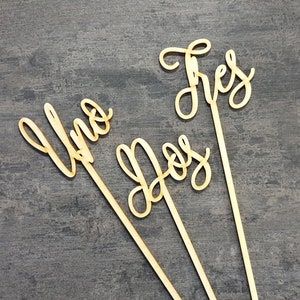 Wooden Table Numbers Spanish Wedding Table Numbers Script Table Numbers ...