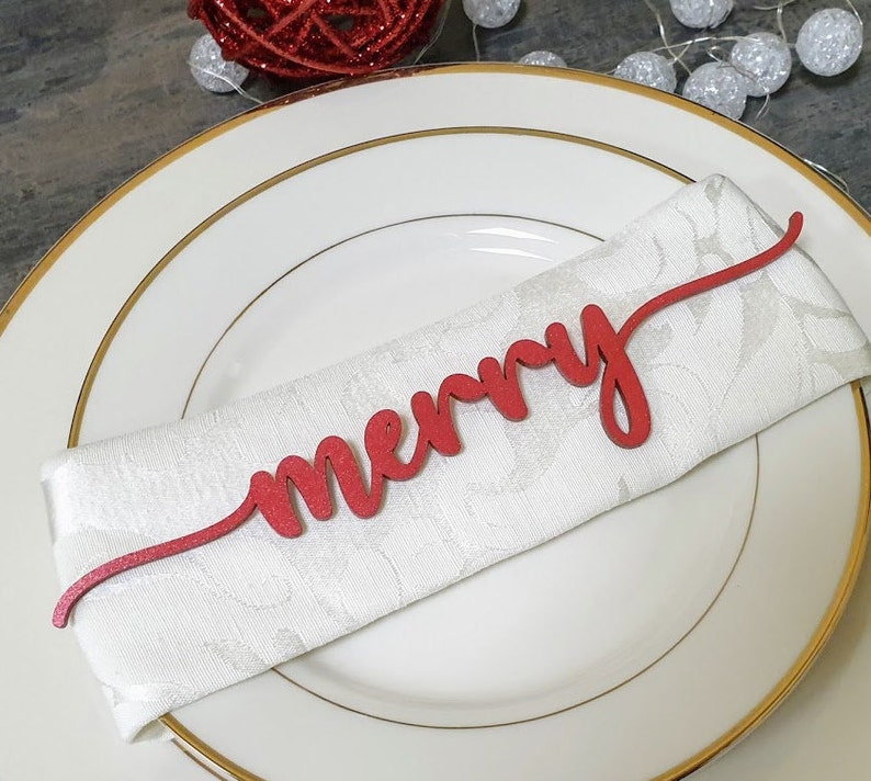 Christmas Ornaments Christmas Table Decor Merry Place Cards JOY ...