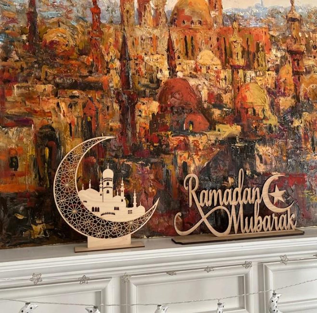 SET of 2 Freestanding Ramadan Signs, GOLD PAINTED - Etsy