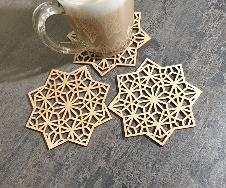 Arabic Pattern Coasters Wood Coasters Ramadan Decorations - Etsy