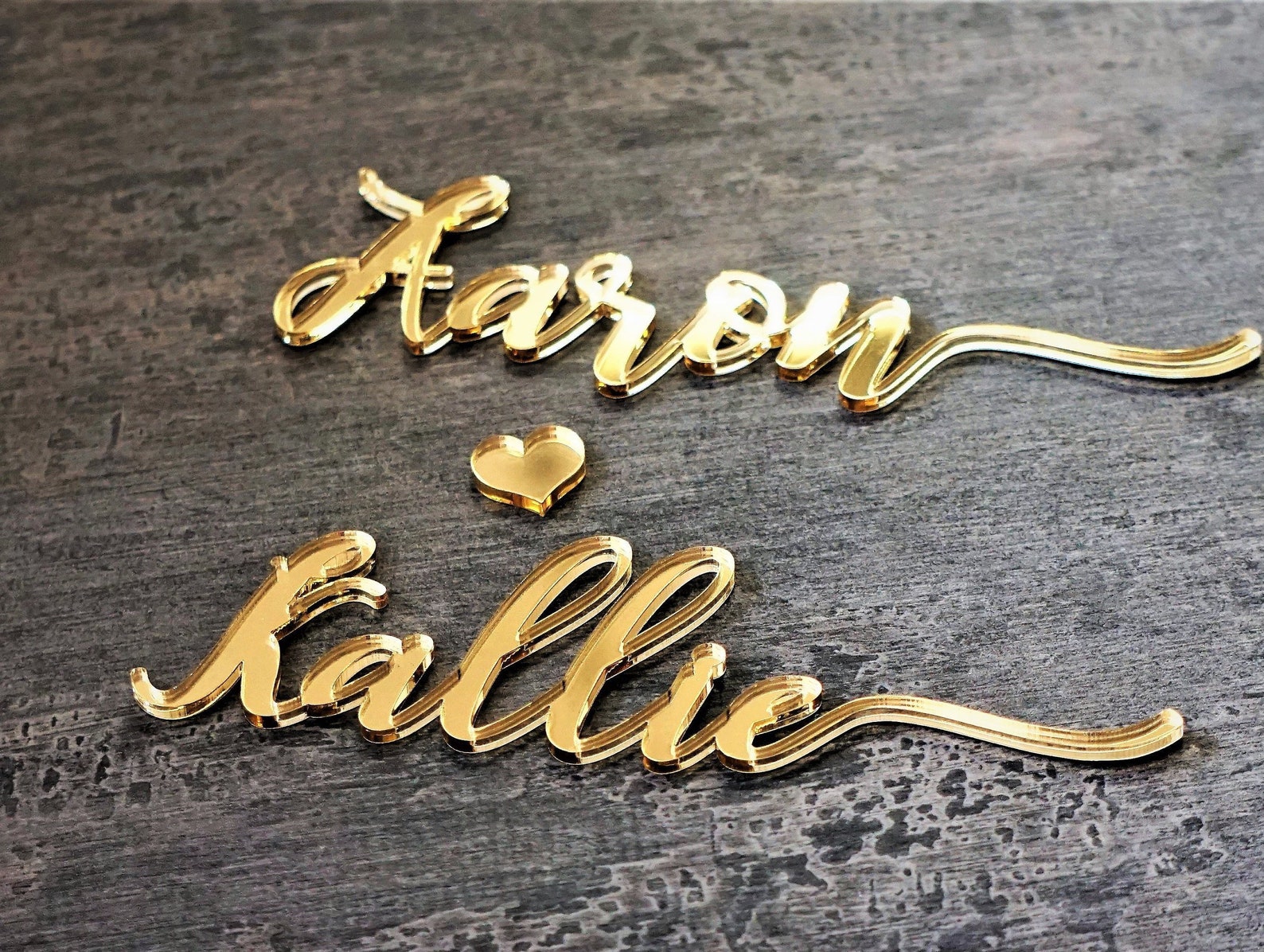Laser Cut Names Gold Mirror Wedding Place Cards Gold Mirror | Etsy