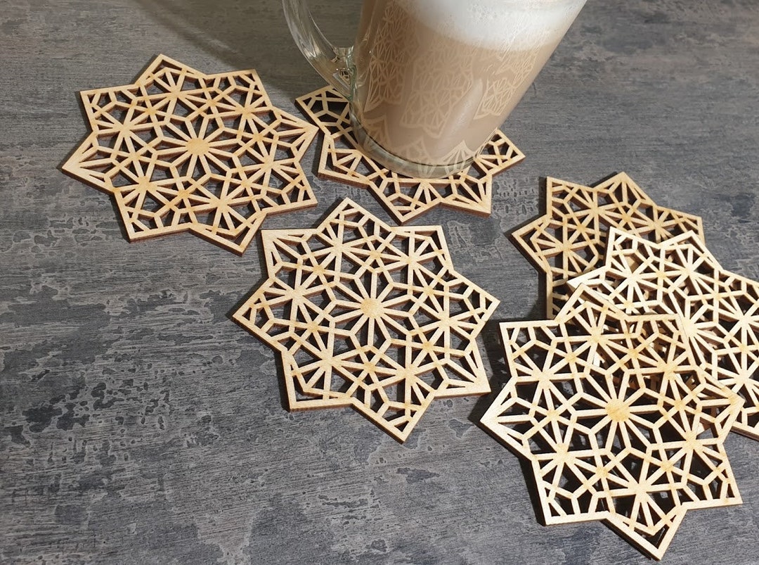 Arabic Pattern Coasters Wood Coasters Ramadan Decorations Islamic Home ...