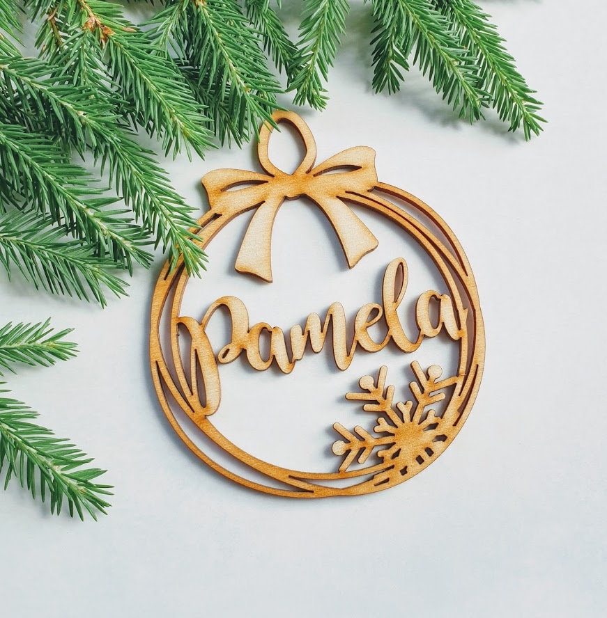 CHRISTMAS Snowflake Custom Snowflake Wood Christmas Baubles | Etsy