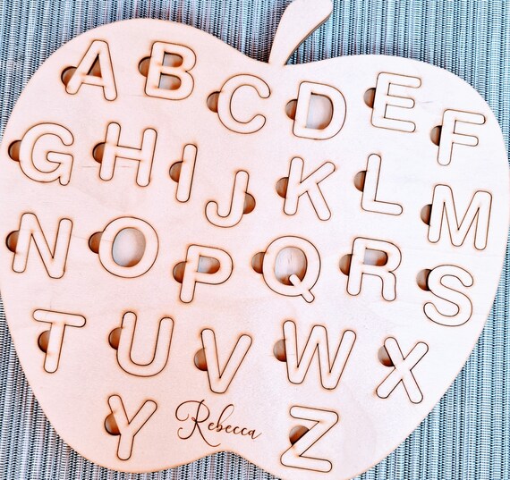 Custom Back to School Gift Apple Wood Alphabet Puzzle Teacher - Etsy