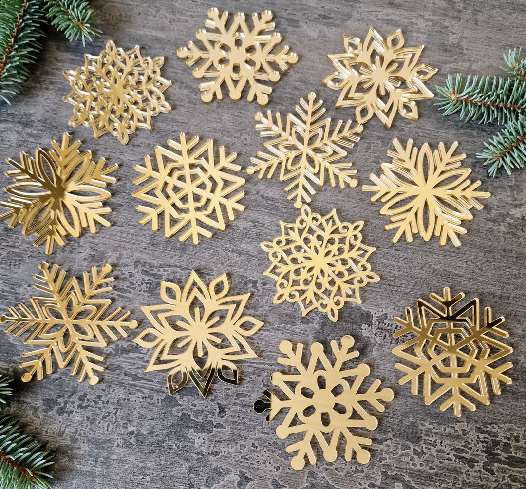 12 Style MIX Christmas Snowflake, Set of 12 Snowflake in 3 Inches or 4 ...