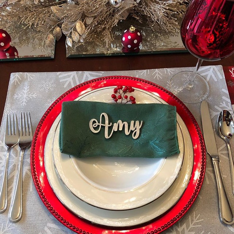 CHRISTMAS Place Cards Christmas Table Decoration Personalized Holiday ...