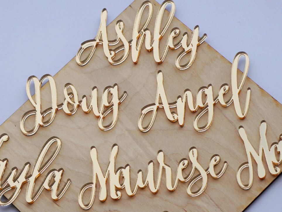 Laser Cut Names Gold Place Cards Acrylic Place Cards Gold Wedding Place ...