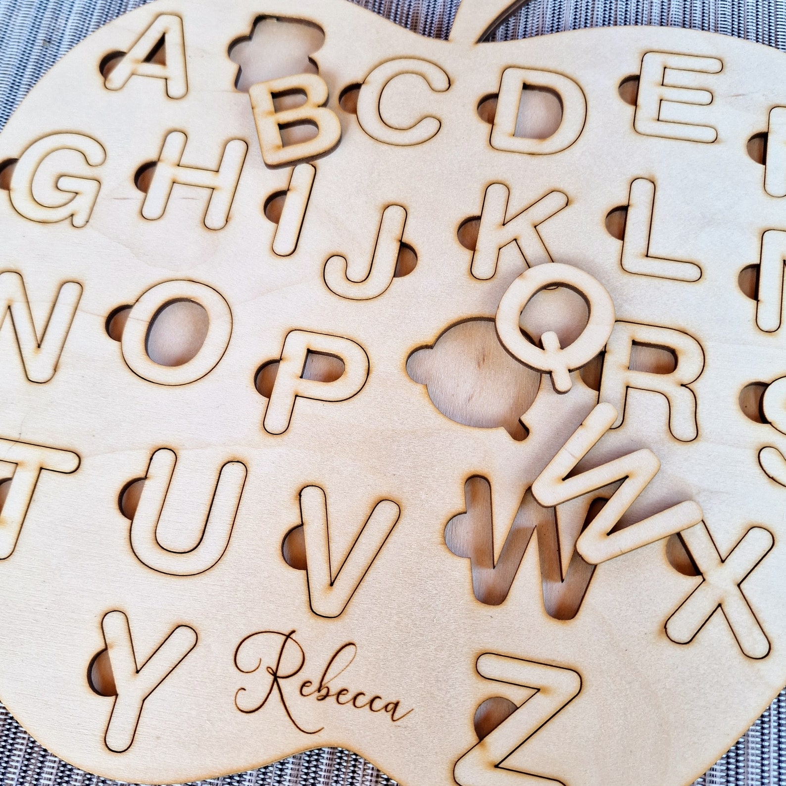 Custom Back to School Gift Apple Wood Alphabet Puzzle Teacher - Etsy