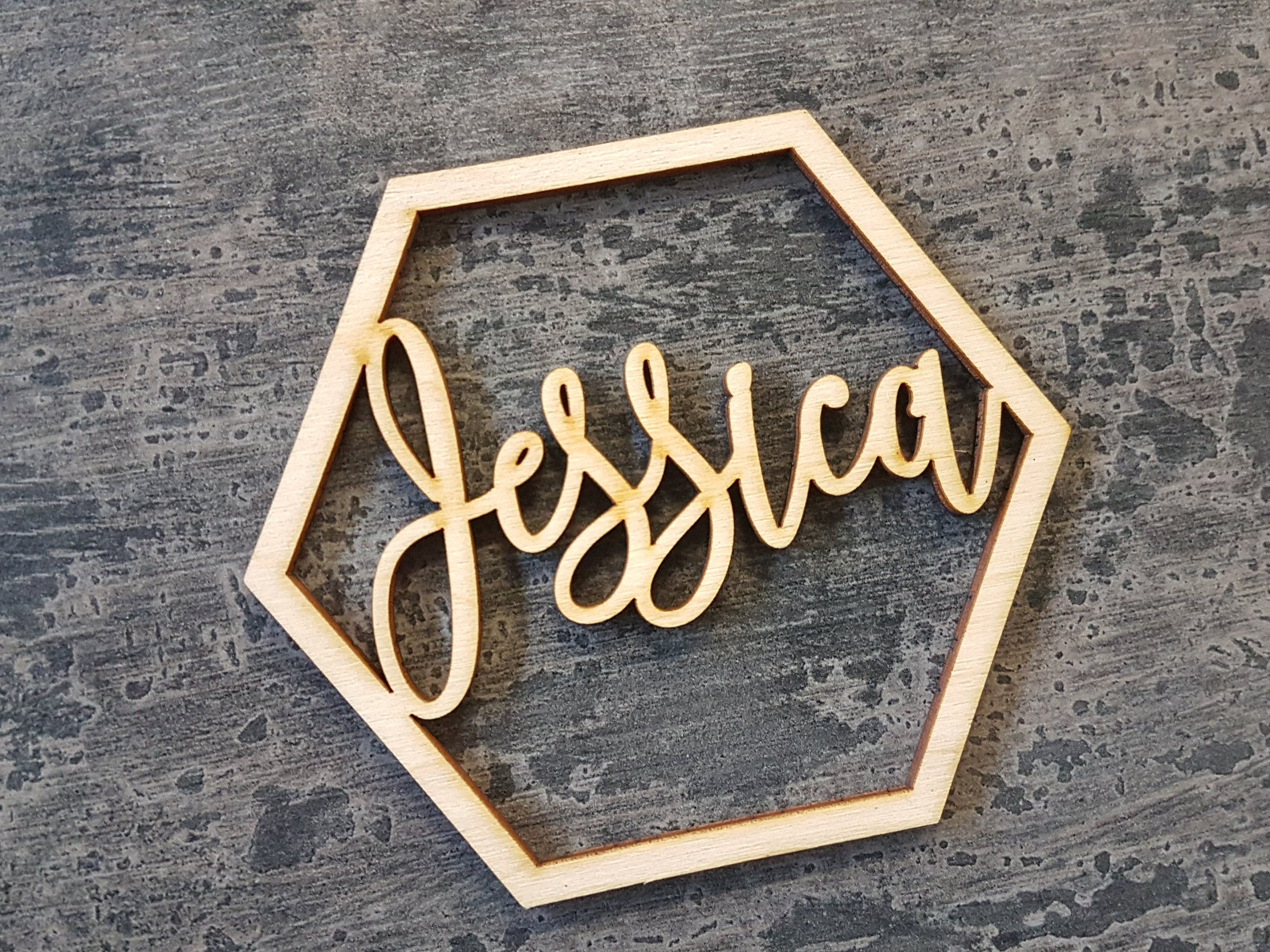 Hexagon Wedding Sign Silver Hexagon Place Cards Wood Hexagon - Etsy