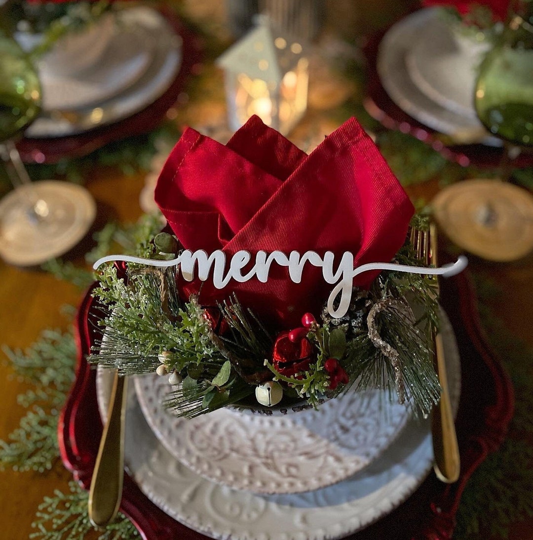 Christmas Ornaments Christmas Table Decor Merry Place Cards JOY ...