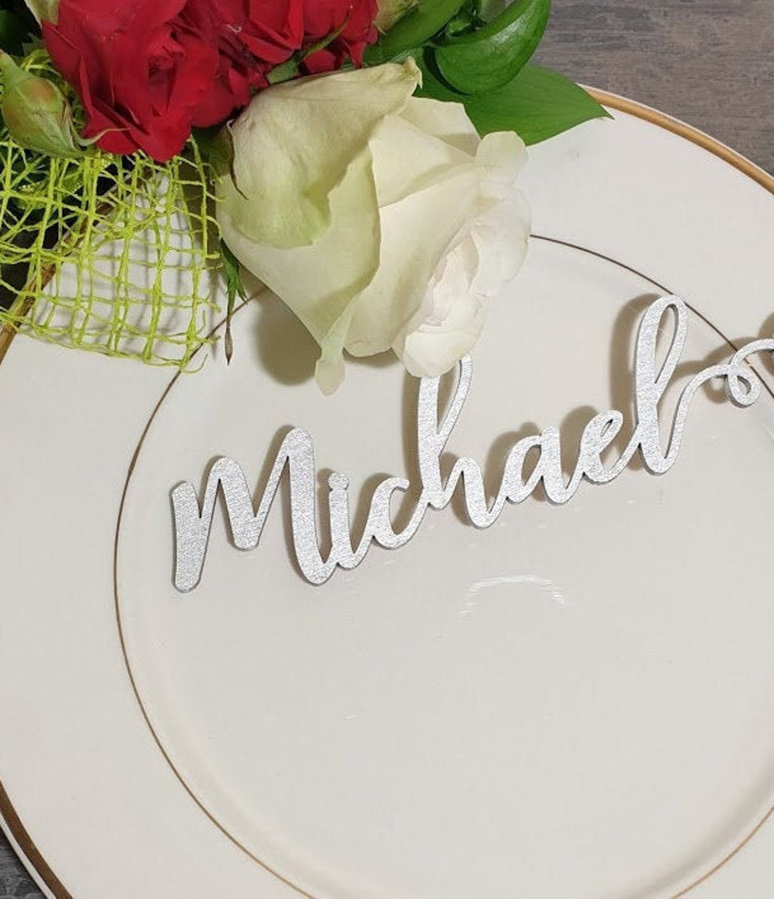 Laser Cut Names Gold Mirror Wedding Place Cards Gold Mirror | Etsy