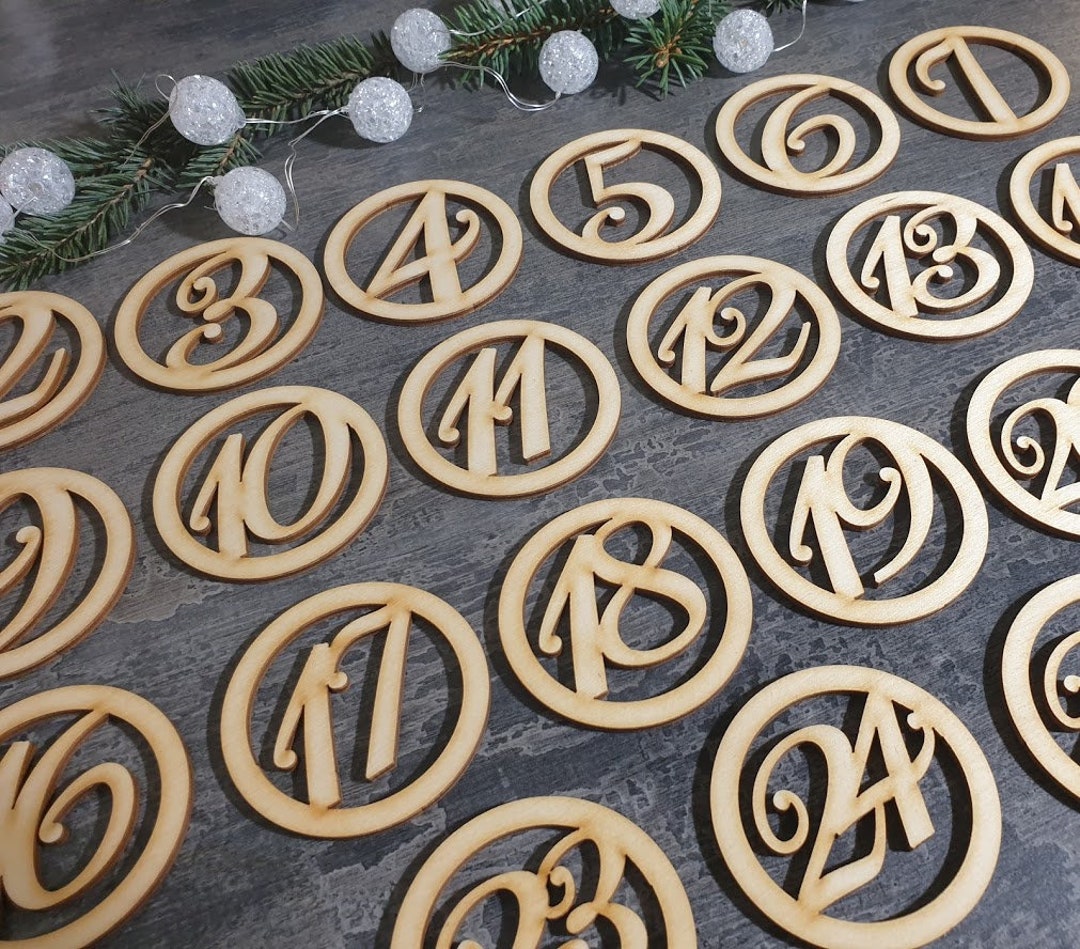 Advent Calendar Wooden Number Tags Advent Wood Tags Natural Christmas ...