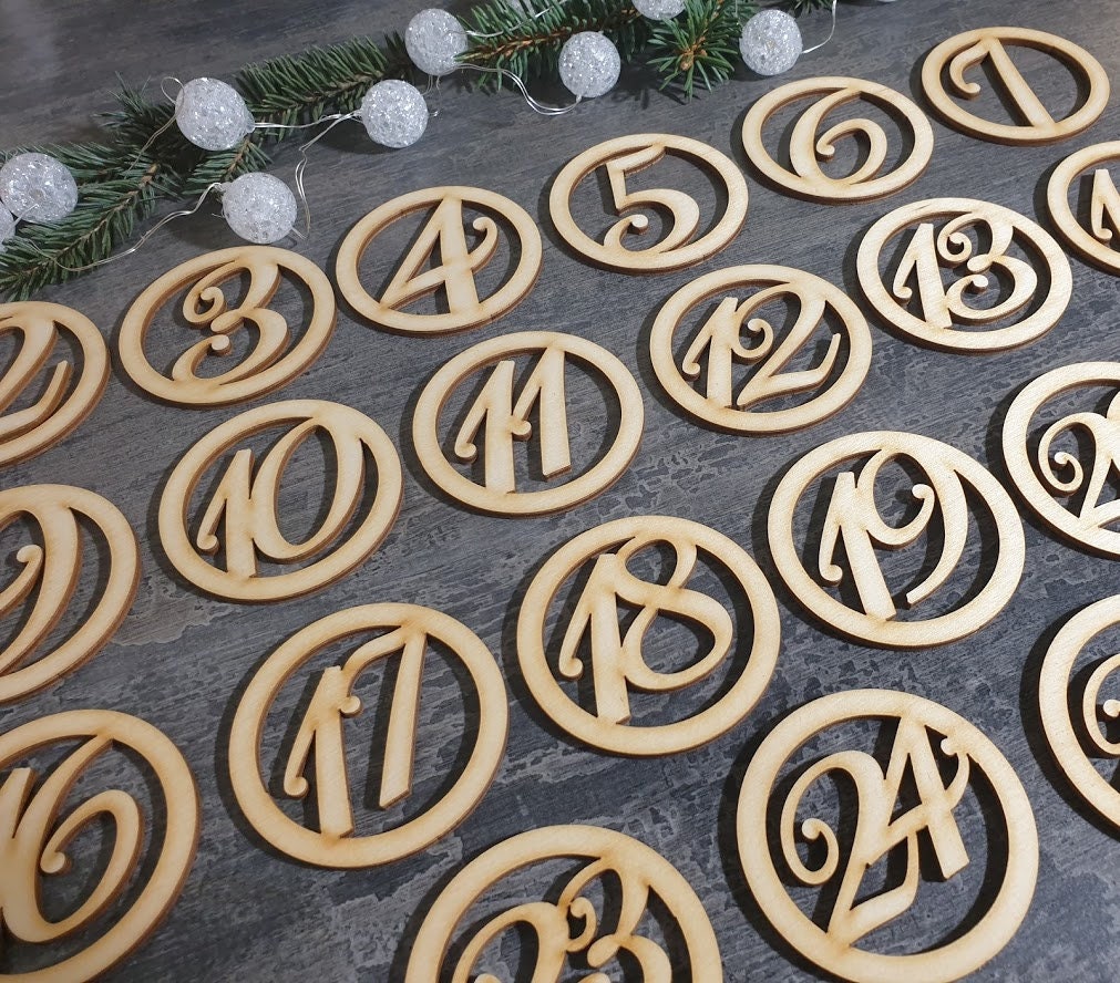 Advent Calendar Wooden Number Tags Advent Wood Tags Natural - Etsy