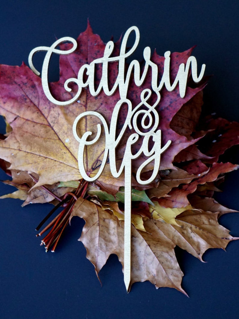 Golden Painted Cake Topper Laser Cut Wedding Signs Custom Cake Topper ...