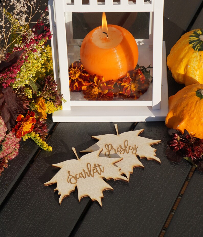 Maple Leaves Place Cards Thanksgiving Place Cards Laser Cut Leaves ...