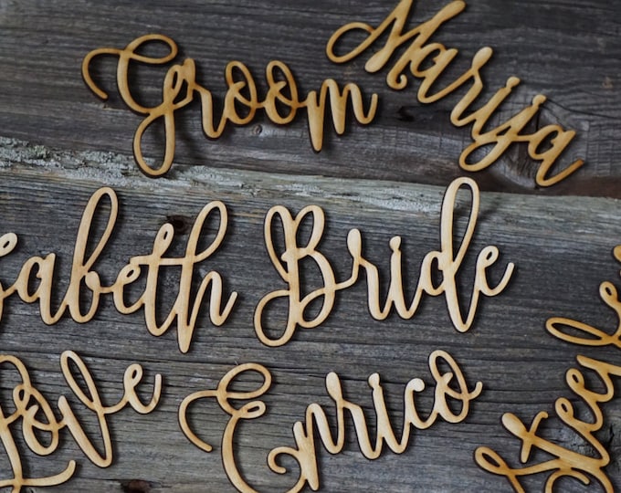 Laser Cut Wood Names Custom Laser Cut Name Signs Wedding Place Cards ...