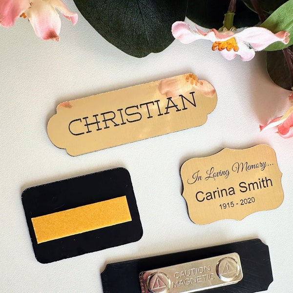 Shiny Gold Name Badge - Etsy