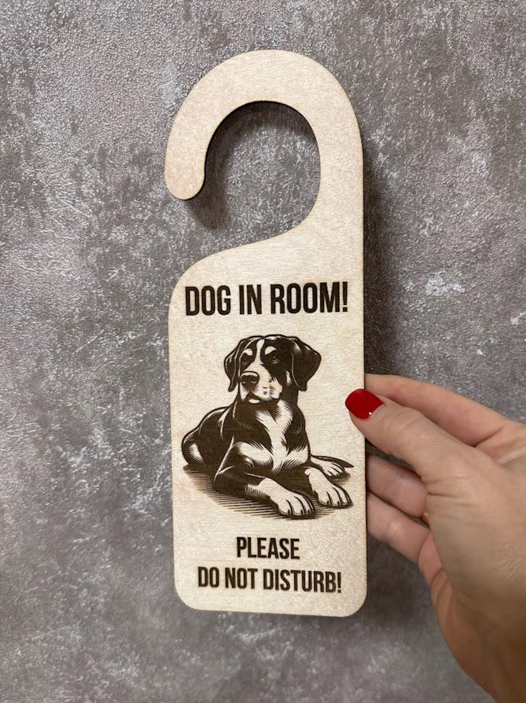 Do Not Disturb Dog Sign Dog Door Hanger Custom Breed Dog Sign NATURAL ...