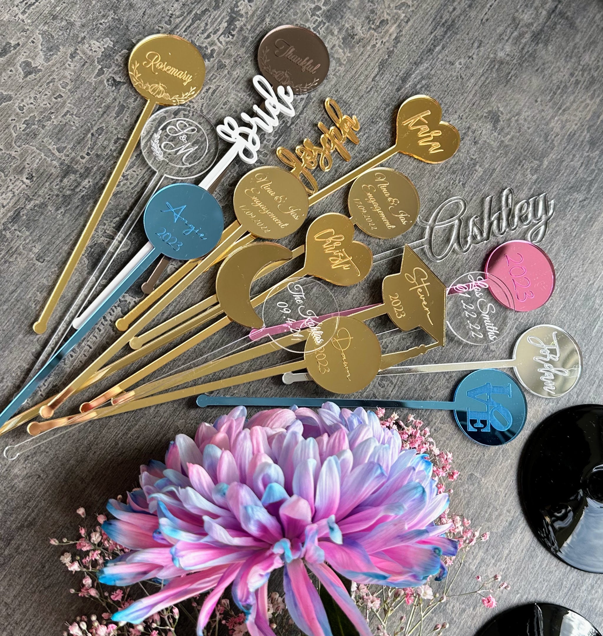 Custom Design Wedding Drink Stirrers Family Logo Drink Stirrers Custom ...