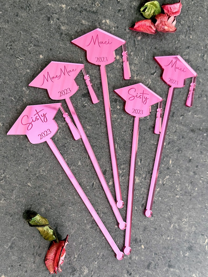 Pink Graduation Drink Stirrers Class 2026 Stirrers Graduation Party ...