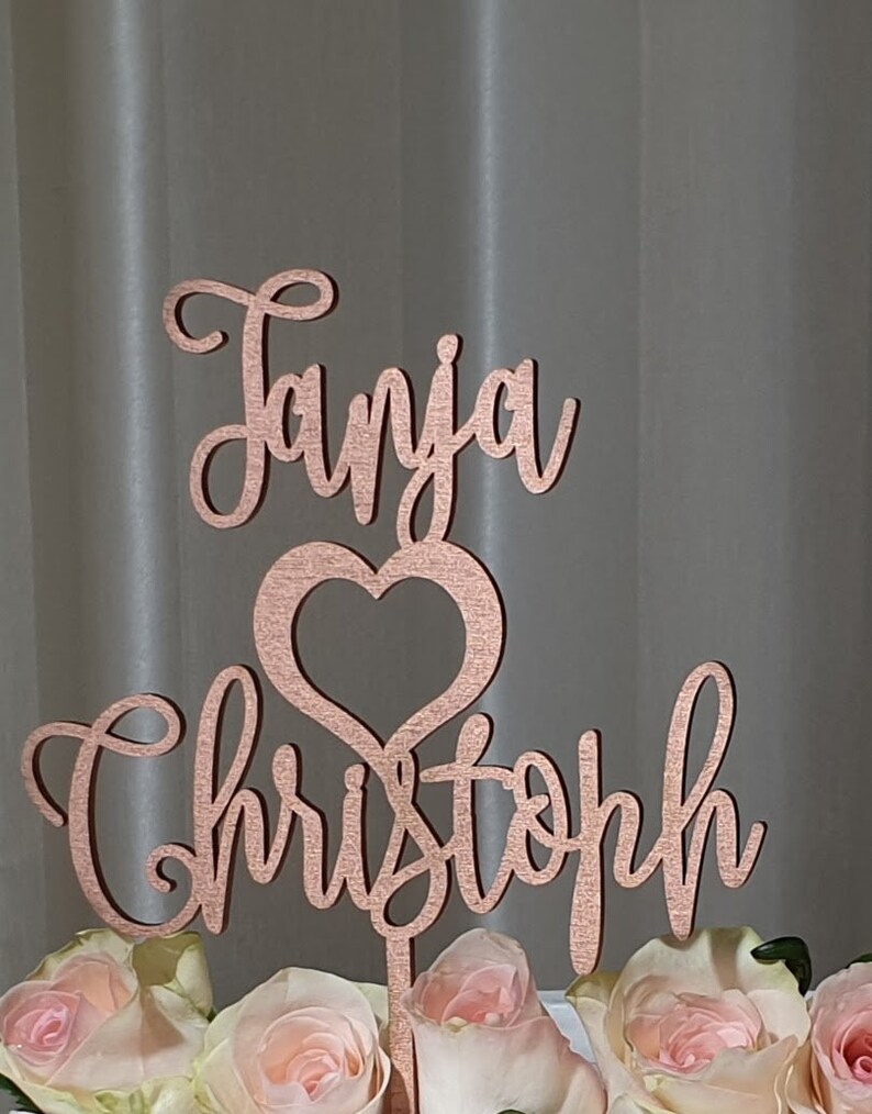 Rose Gold wedding cake topper names cake topper wedding signs | Etsy