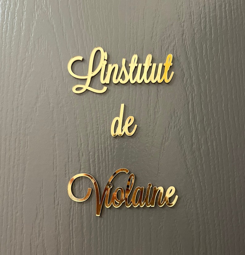 Laser Cut Names GOLD MIRROR 30 Cm Wide Each L institut Violaine 