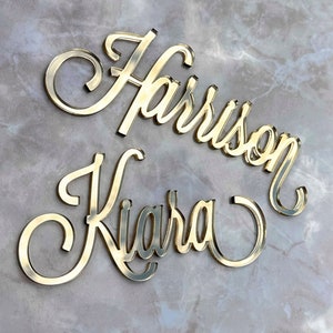 Gold Painted Wood Wedding Place Cards Laser Cut Names Wedding Place ...
