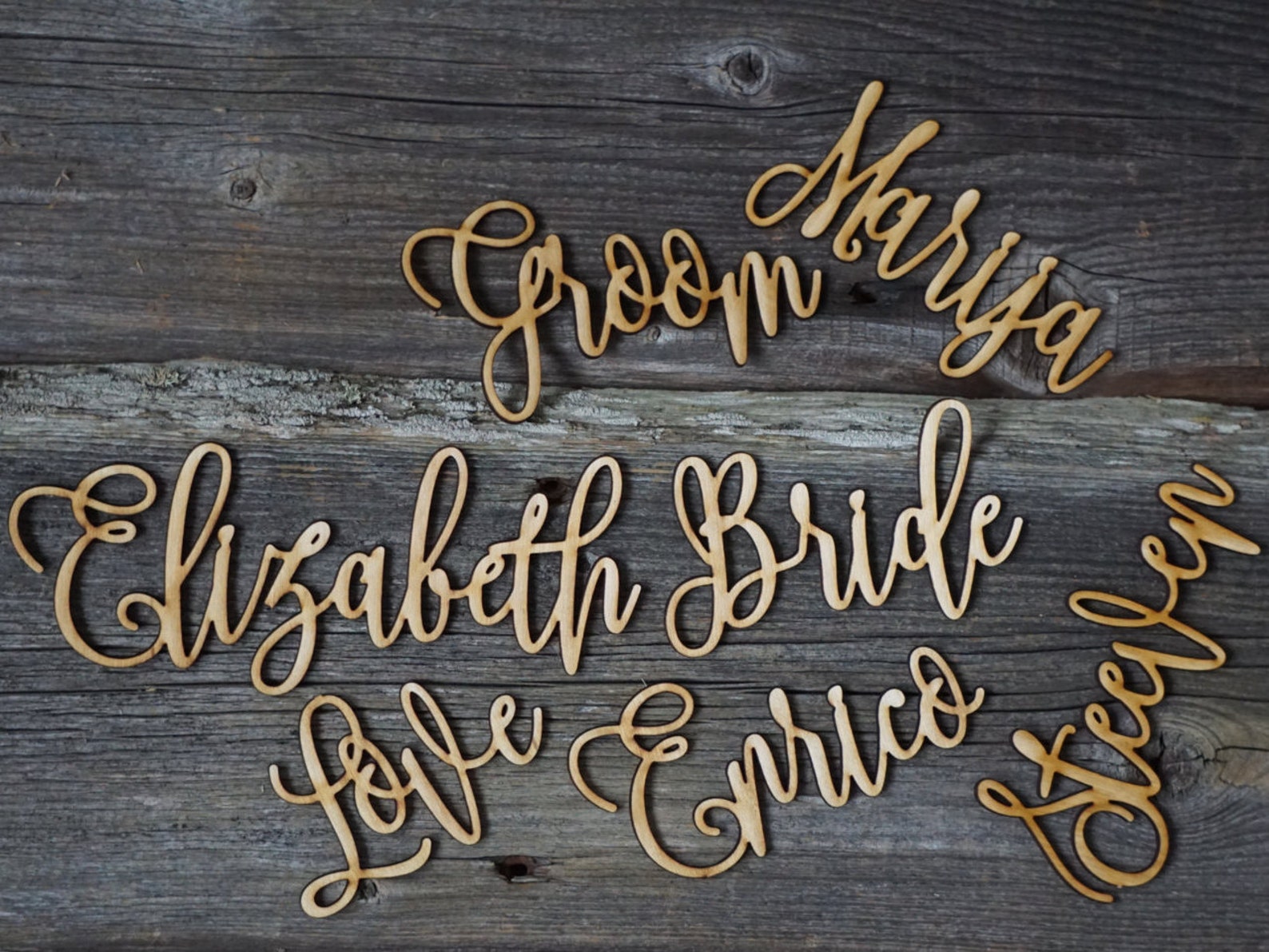 10 Laser Cut Wood Names Custom Laser Cut Name Signs Wedding Place Cards ...