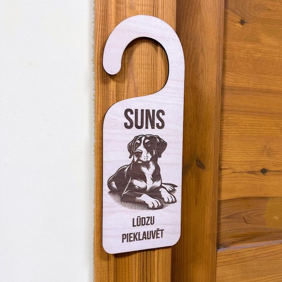 Dog Door Hanger Custom Breed Dog Sign NATURAL WOODEN Dog Warning Door ...