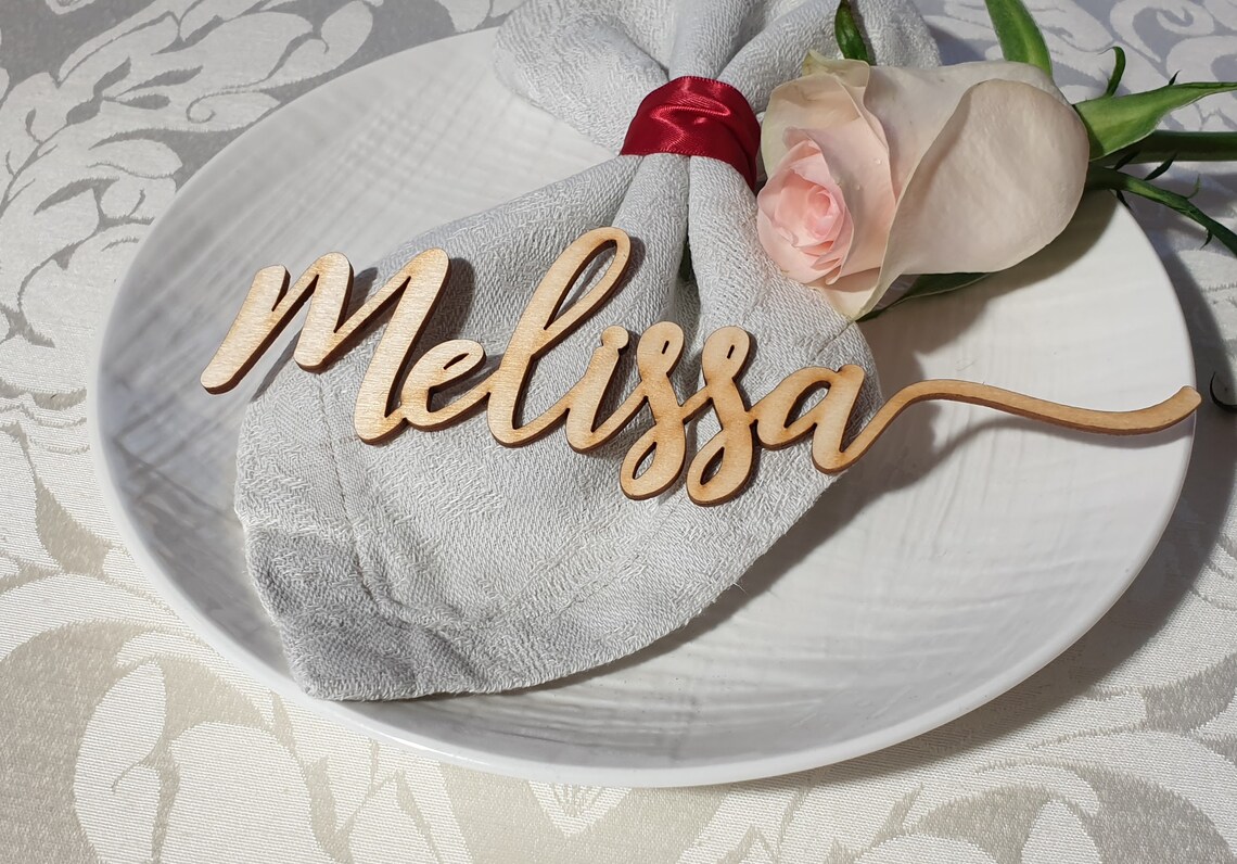 Wood names Place cards bridal party place cards Custom Laser | Etsy