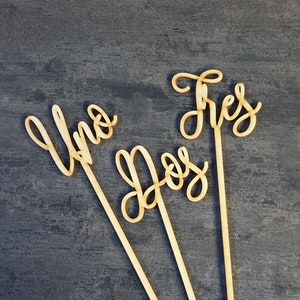 Wooden Table Numbers Spanish Wedding Table Numbers Script Table Numbers ...