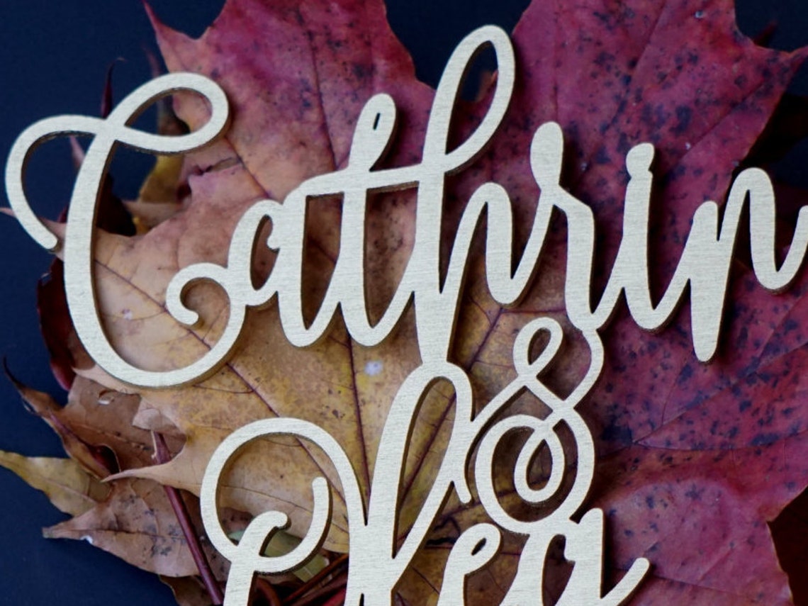 Golden Painted Cake Topper Laser Cut Wedding Signs Custom Cake | Etsy