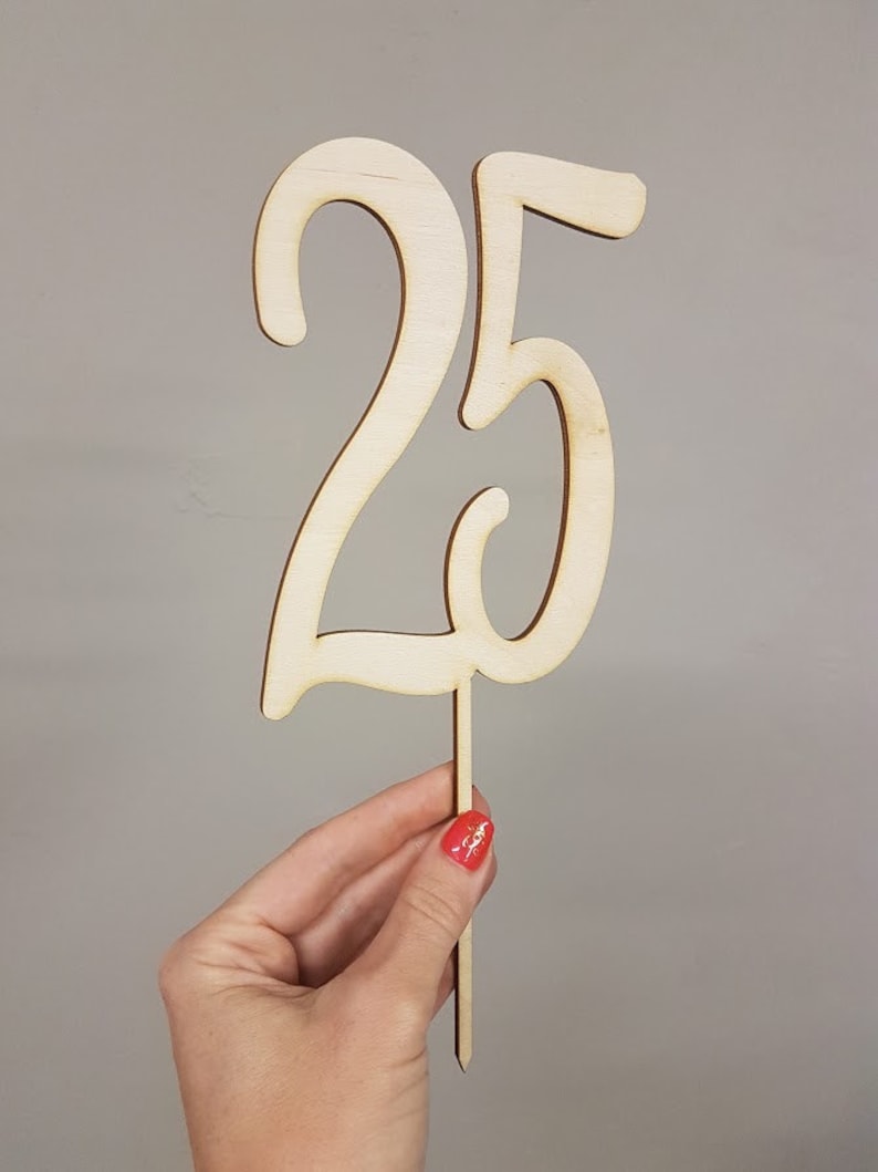Cake Topper - 25 Personalised Number Any Number Cake Topper Wooden ...