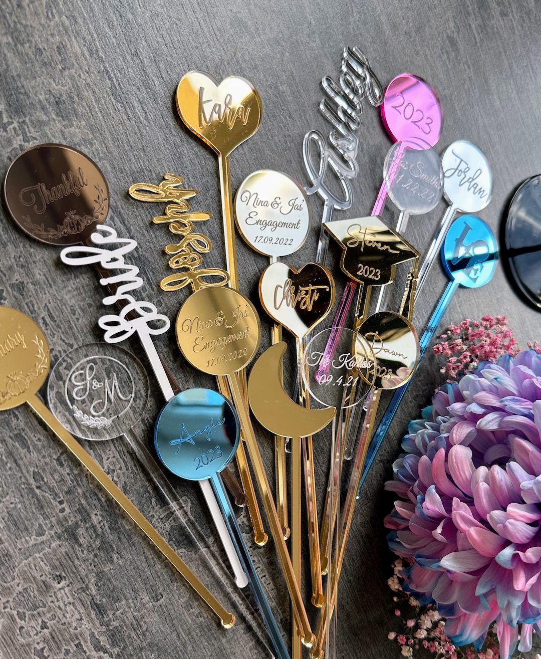 Custom Design Wedding Drink Stirrers Family Logo Drink Stirrers Custom ...