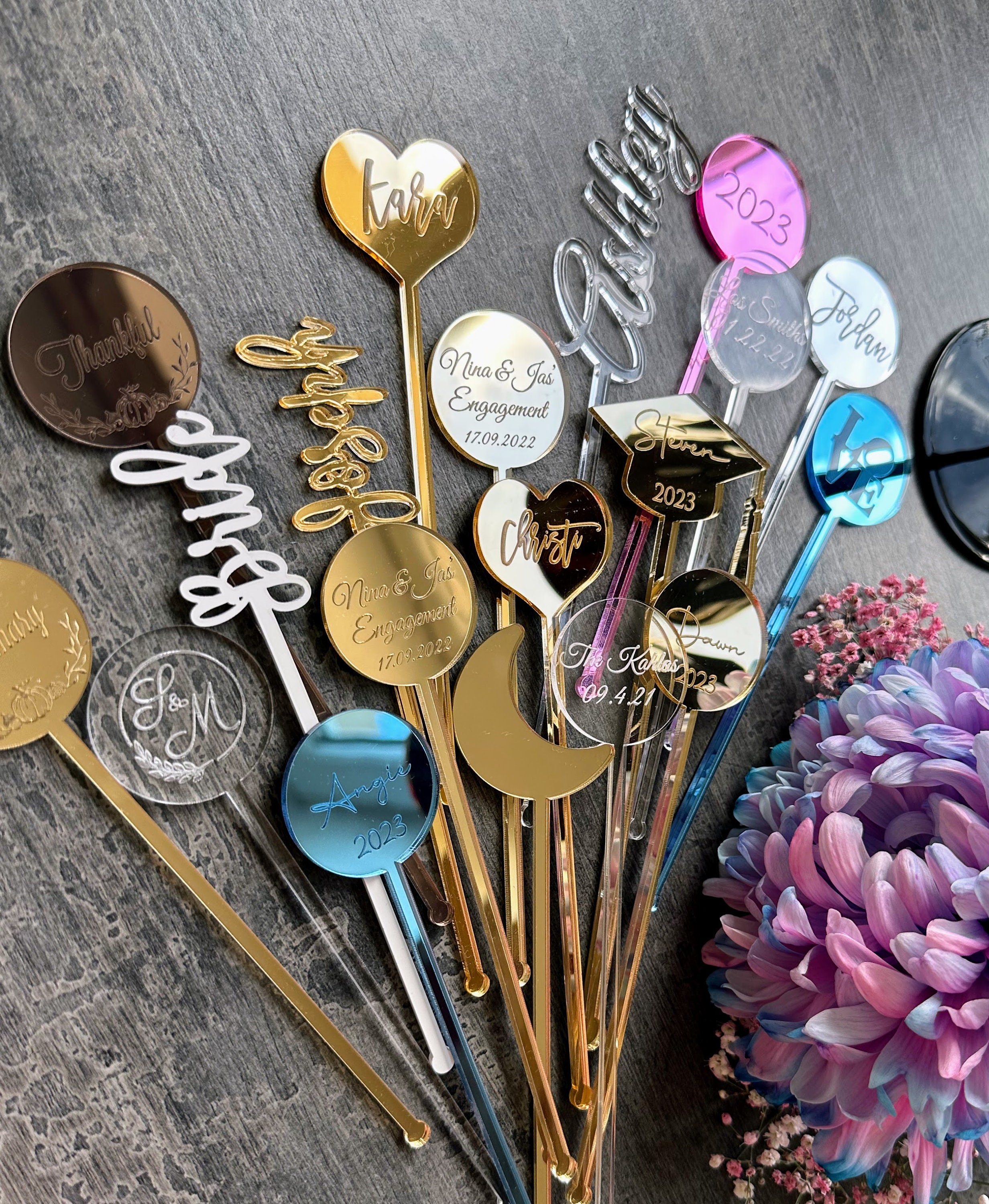 Custom Design Wedding Drink Stirrers Family Logo Drink Stirrers Custom ...