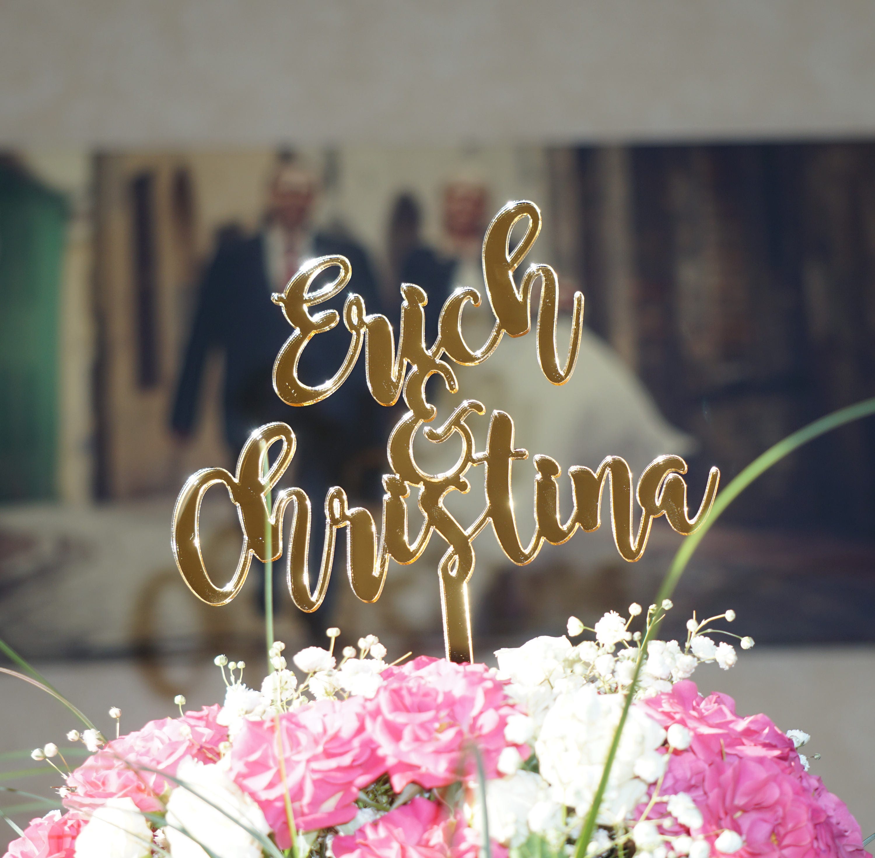 Gold Wedding Cake Topper Gold Mirror Wedding Cake Topper | Etsy