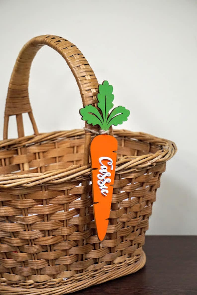 Custom Easter Basket Tags Easter Carrot Tags Personalised | Etsy